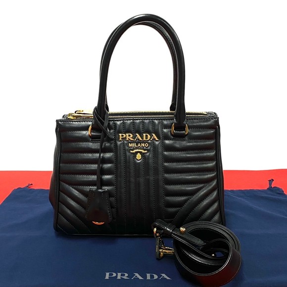 Prada | Bags | Prada Diagram Fittings Leather 2way Mini Tote Bag Black ...